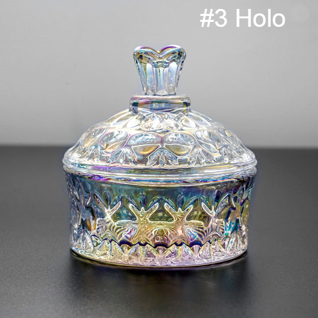 Glass Dishes with Lids ~ Clear, Holo and Rainbow | Desk Essentials ...