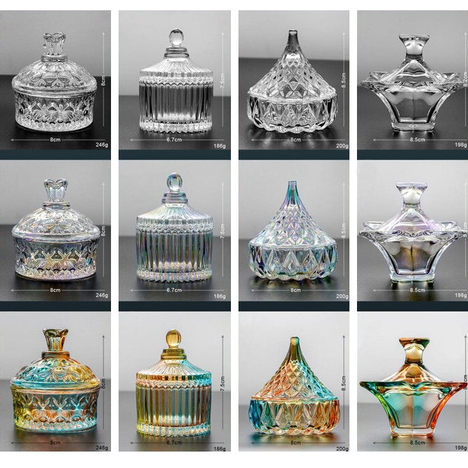 Glass Dishes with Lids ~ Clear, Holo and Rainbow | Desk Essentials ...