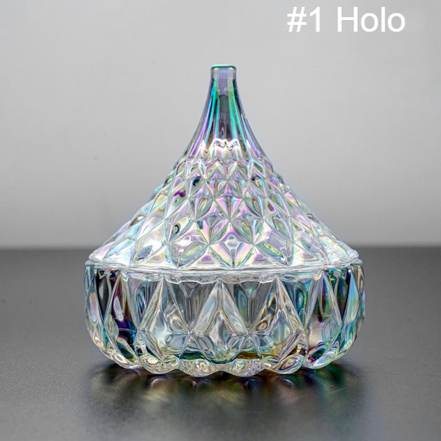 Glass Dishes with Lids ~ Clear, Holo and Rainbow | Desk Essentials ...